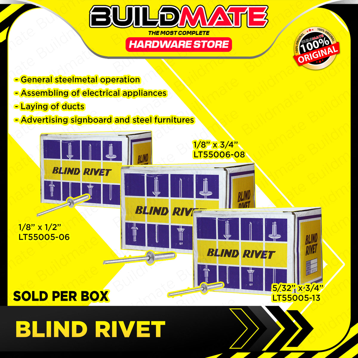 POLONET Aluminum Blind Rivets 1/8"x1/2" | 1/8"x/3/4" | 5/32"x1/2" 650P ...