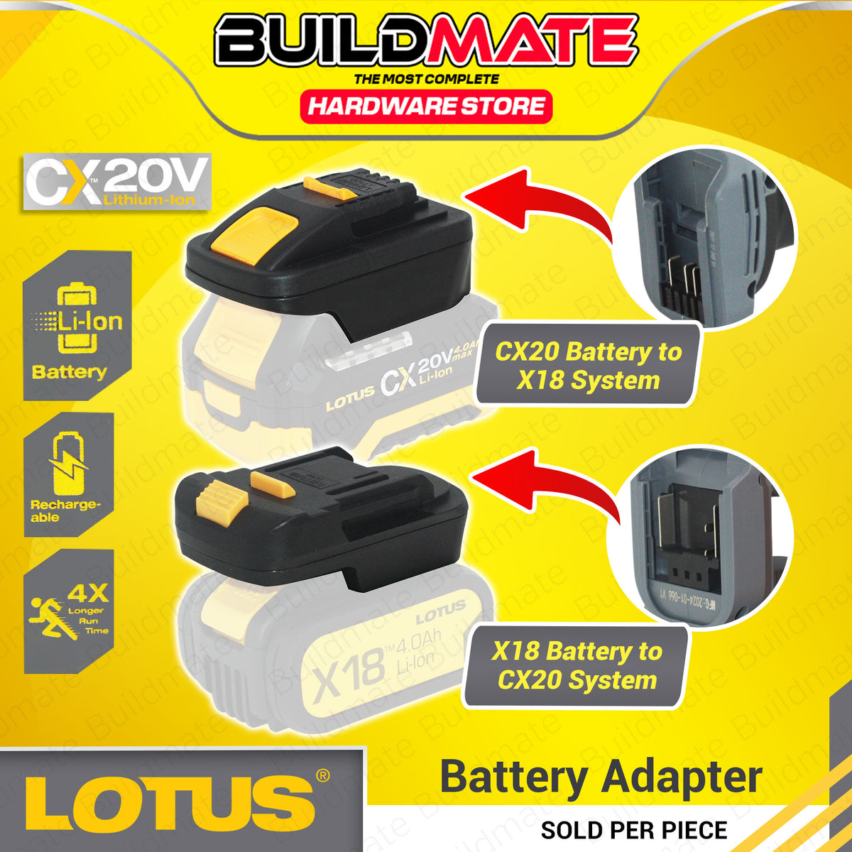 BUILDMATE Lotus Battery Adapter CX20 Battery to X18 System / X18 Batte ...