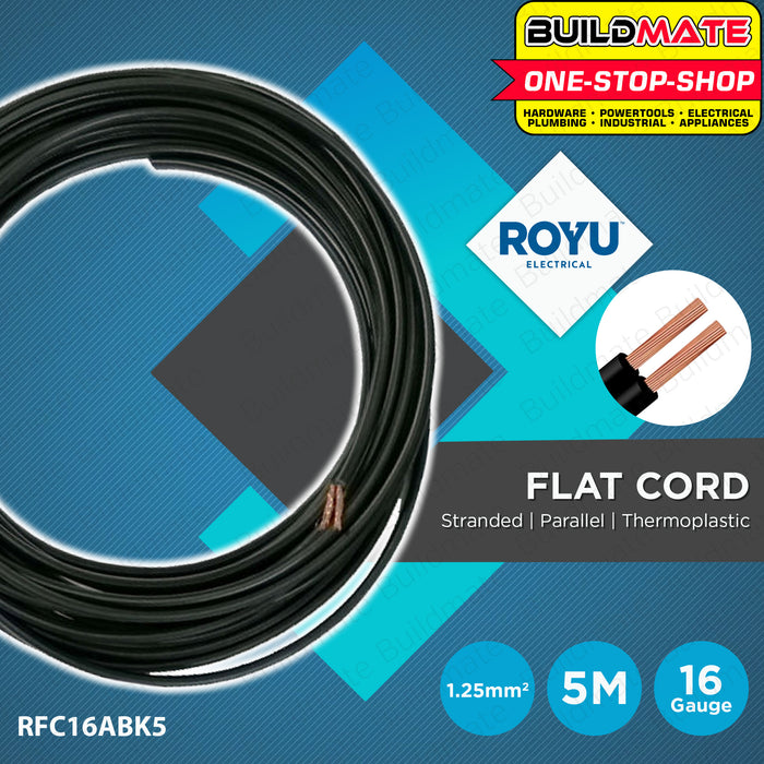 BUILDMATE Royu Flat Cord #16 AWG | 18 AWG 5METERS Electrical Cable Wir ...