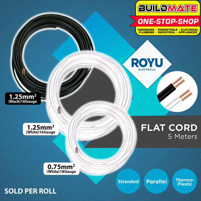 BUILDMATE Royu Flat Cord #16 AWG | 18 AWG 5METERS Electrical Cable Wir ...