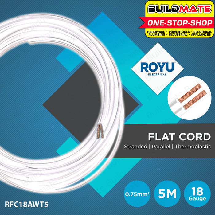 BUILDMATE Royu Flat Cord #16 AWG | 18 AWG 5METERS Electrical Cable Wir ...