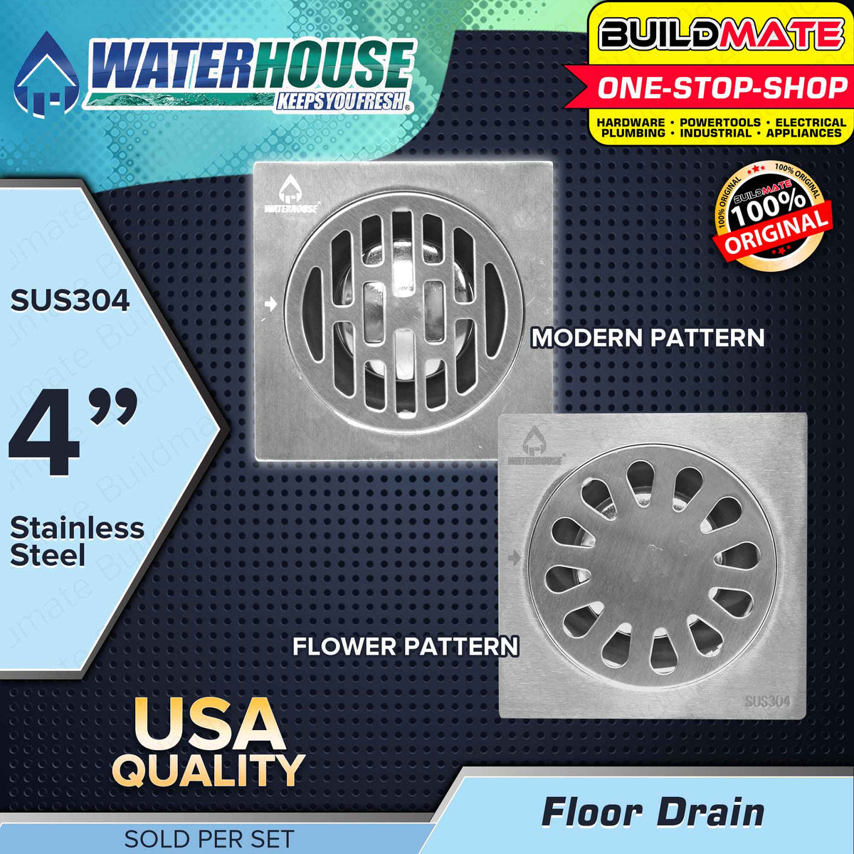 BUILDMATE Waterhouse Floor Drain Strainer 4"x4" Inch Stainless 304 Gra ...