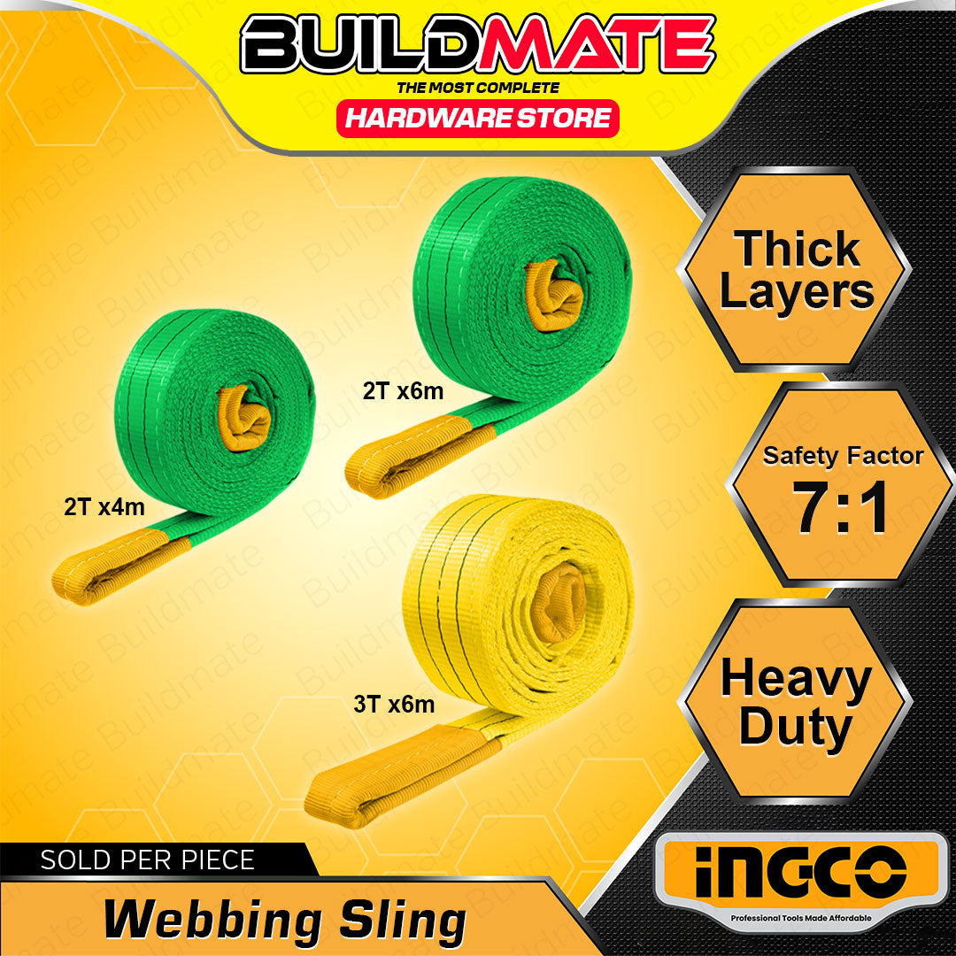 BUILDMATE Ingco Webbing Sling Belt 2T / 3T Heavy Duty Safety Lifting F ...