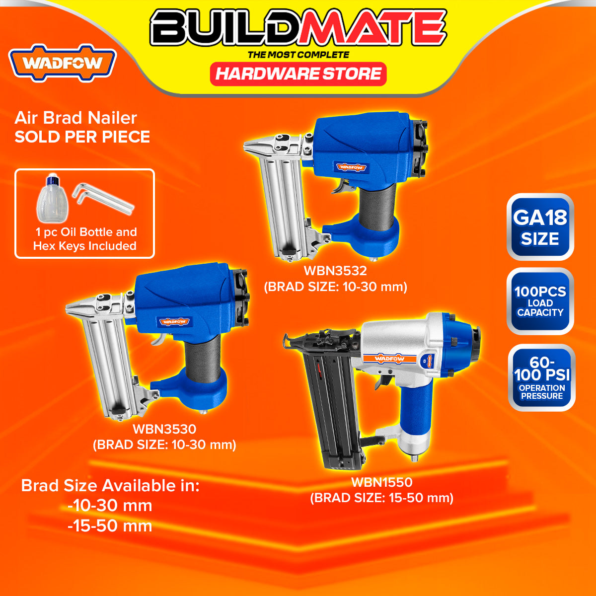 BUILDMATE Wadfow Air Brad Nailer Ga18 Pneumatic Nailing Nail Staple Gu ...
