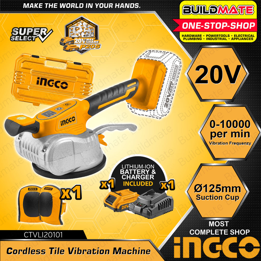 BUILDMATE Ingco Li-Ion Cordless Tile Vibration 20V Vibrator Leveling P ...