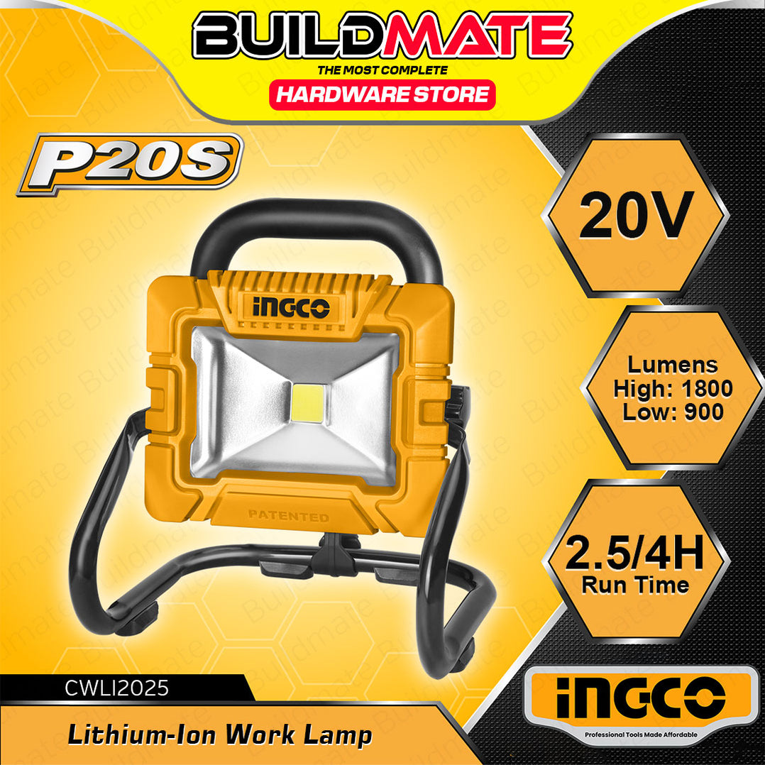 INGCO Cordless Lithium Ion Safety Rechargeable Work Lamp LED Light 20V ...