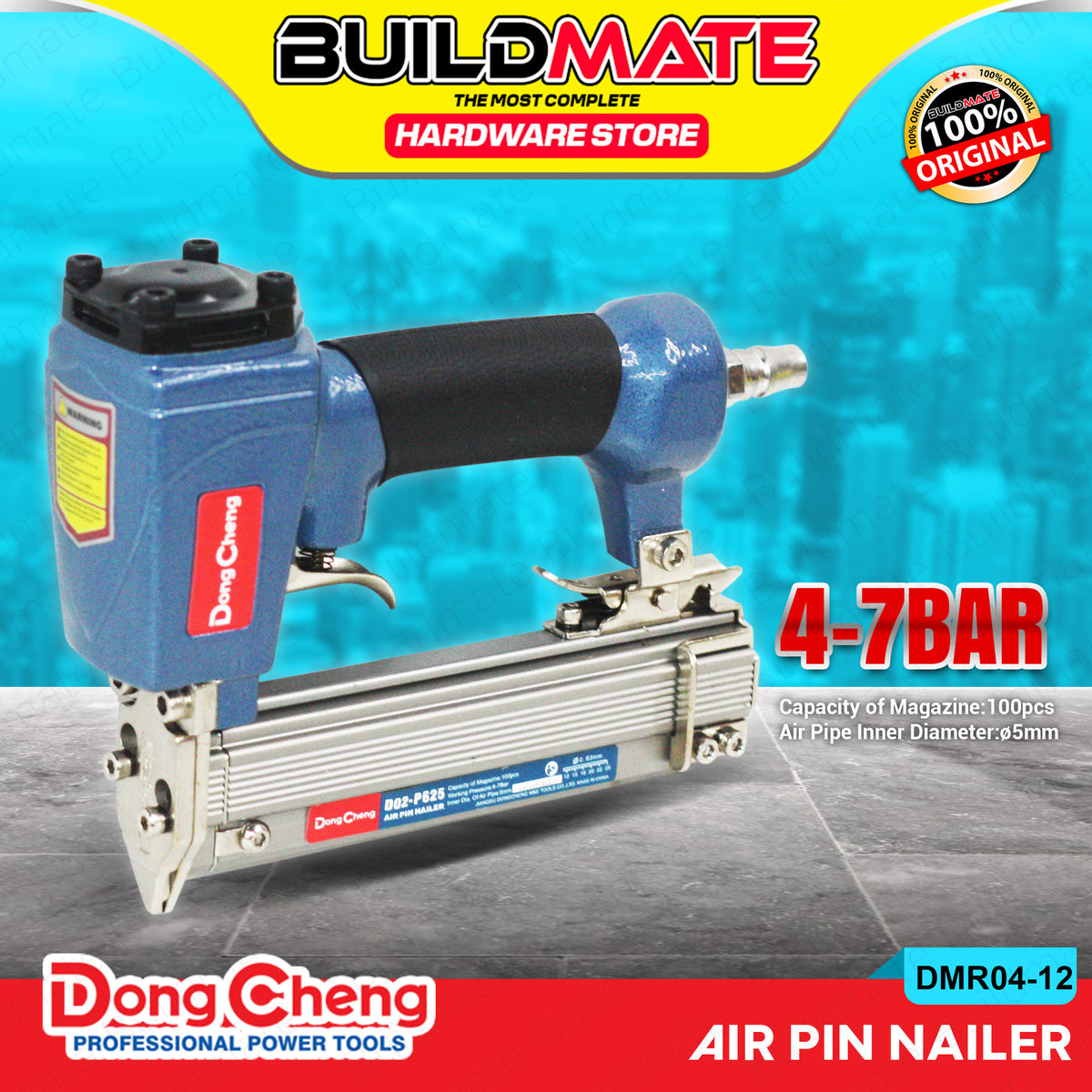 BUILDMATE Dong Cheng Air Pin Nailer 4-7 Bar Compressed Pneumatic Light ...