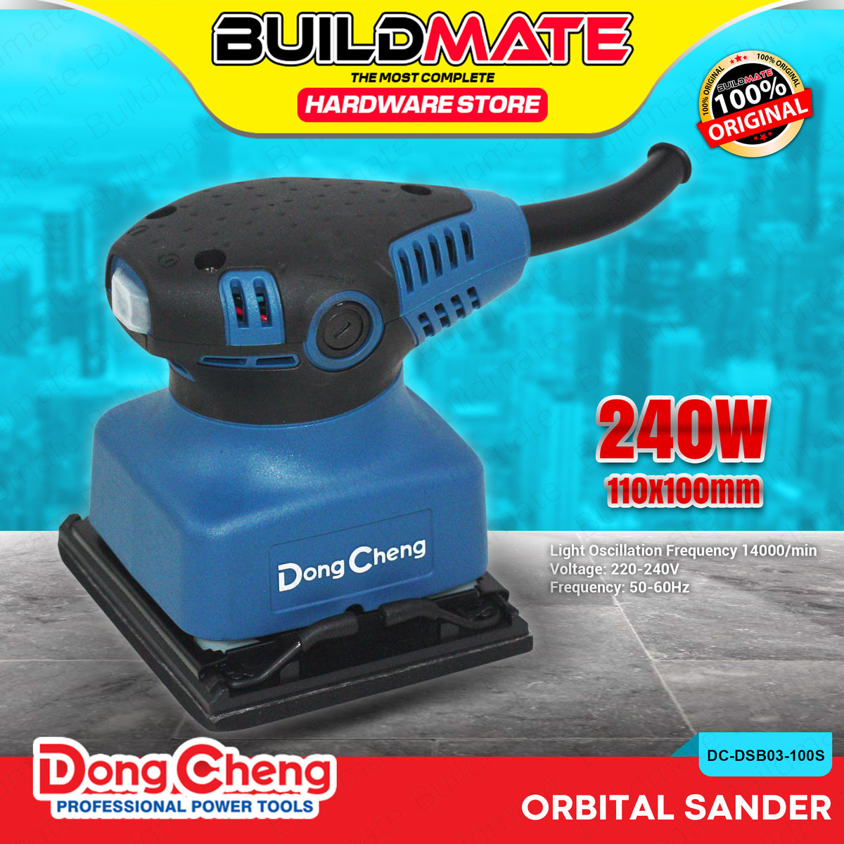BUILDMATE Dong Cheng Orbital Sander 240W Electric Wood Finishing Palm Buildmate