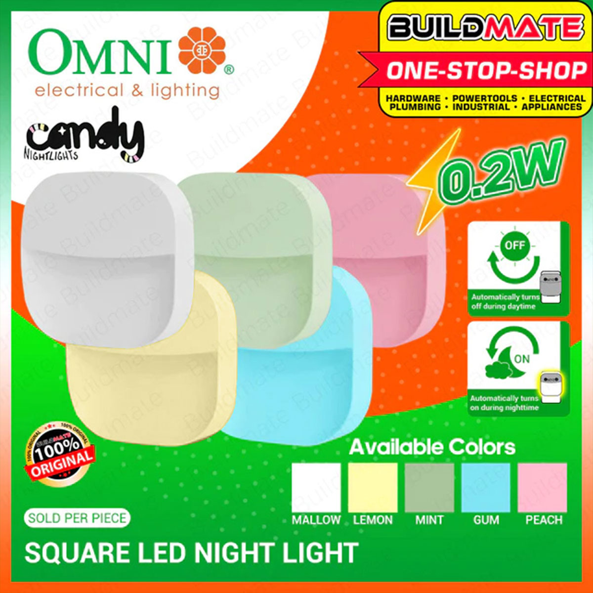 OMNI Square Automatic Sensor Led Night Light Dimmable Night Built-In L ...