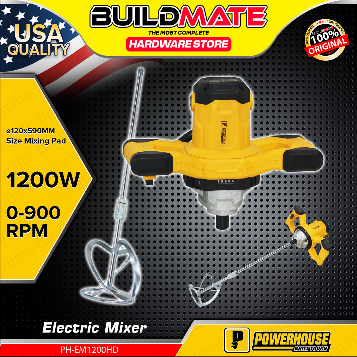 BUILDMATE Powerhouse Electric Mixer with Mixing Paddle 1200W 6-Speed A ...