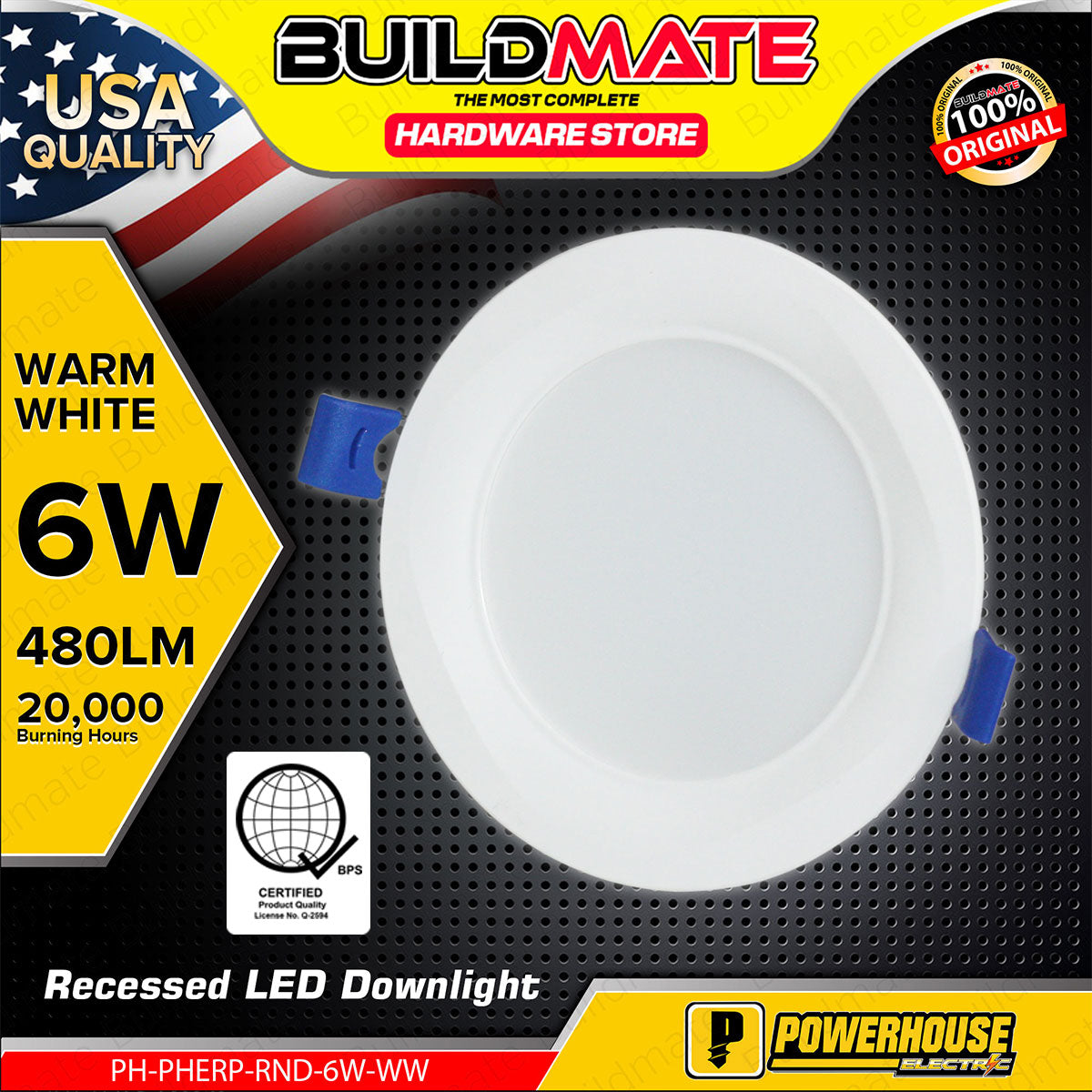 BUILDMATE Powerhouse / Lighthouse 6W 5" Inch Recessed Downlight / Pane ...
