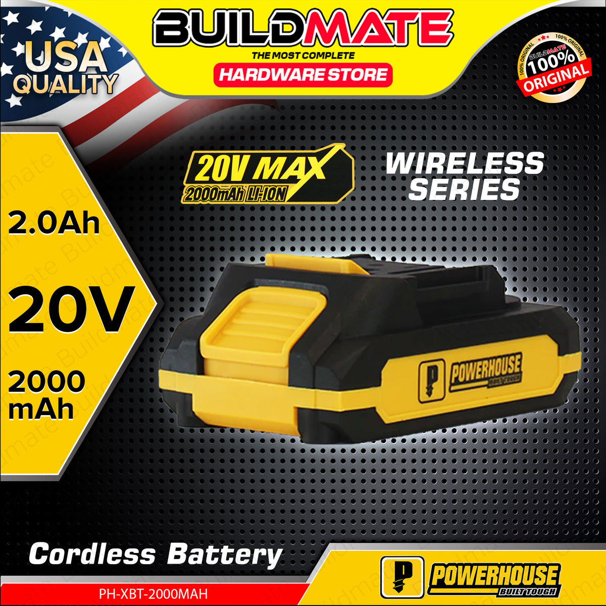 BUILDMATE Powerhouse 20V Wireless Pro Series Cordless Lithium-Ion Batt ...