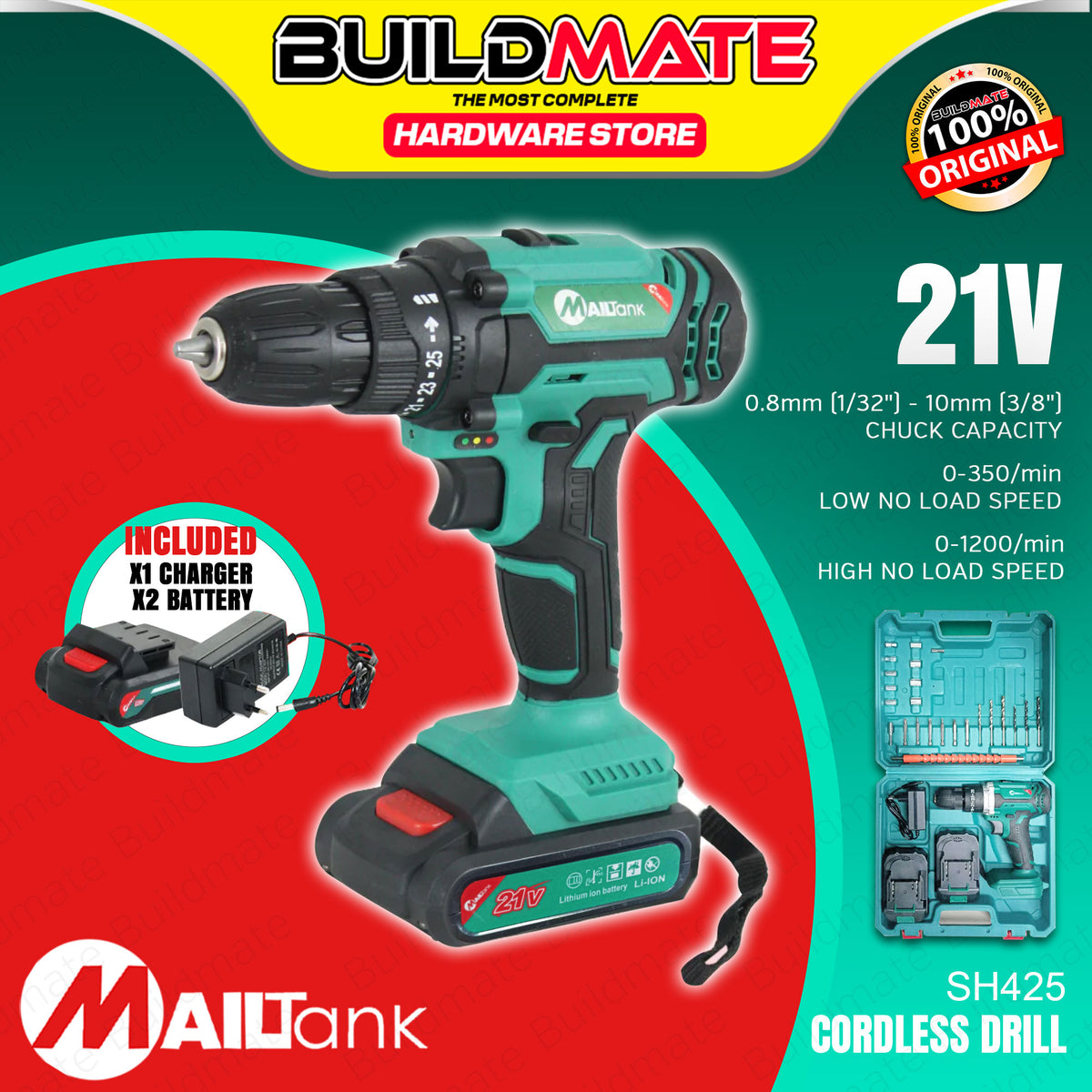 BUILDMATE Mailtank Cordless Drill Driver 21V/32V Drilling Machine Hand — Buildmate
