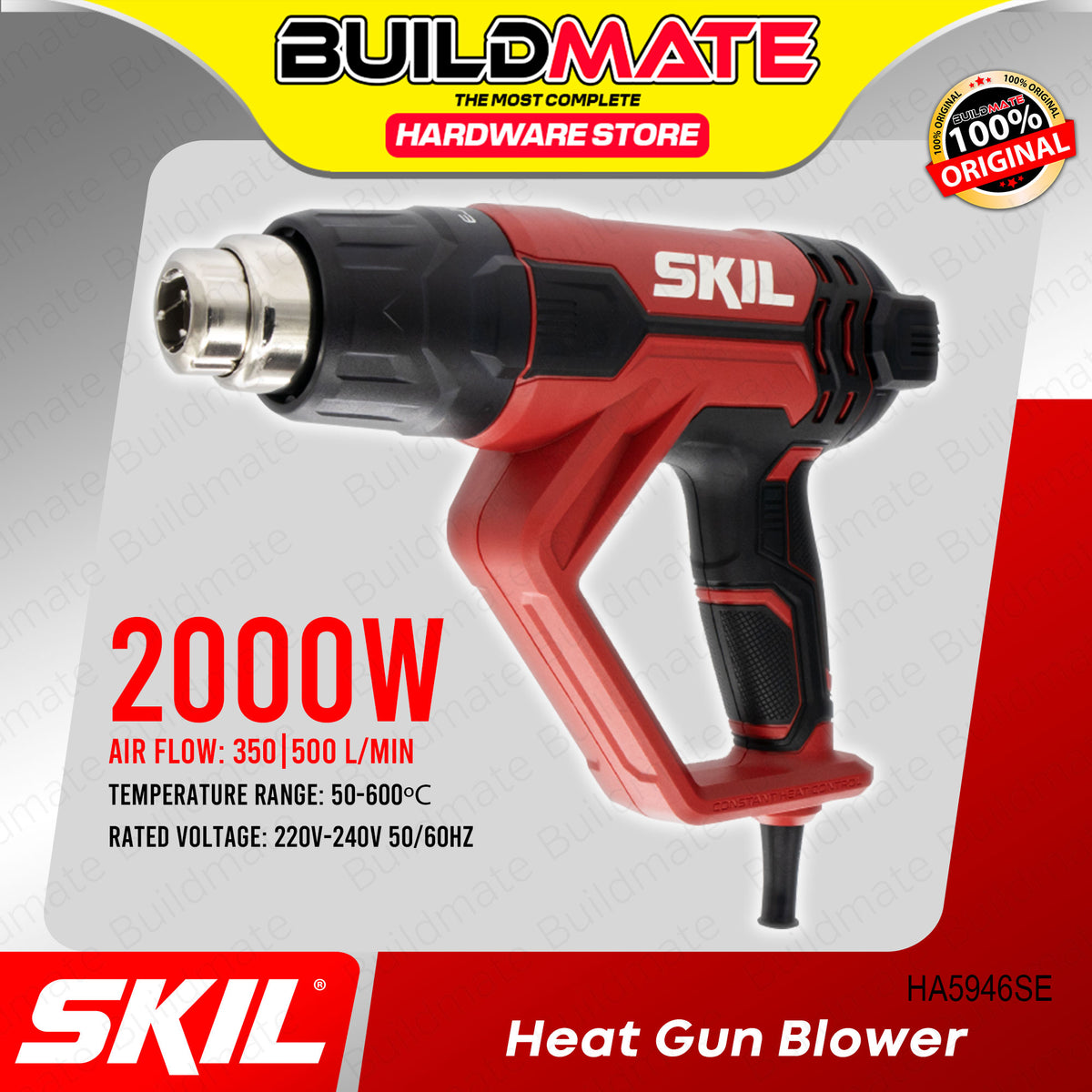 BUILDMATE Skil 2000W Electric Heat Gun Blower Portable Hot Air Dryer S ...