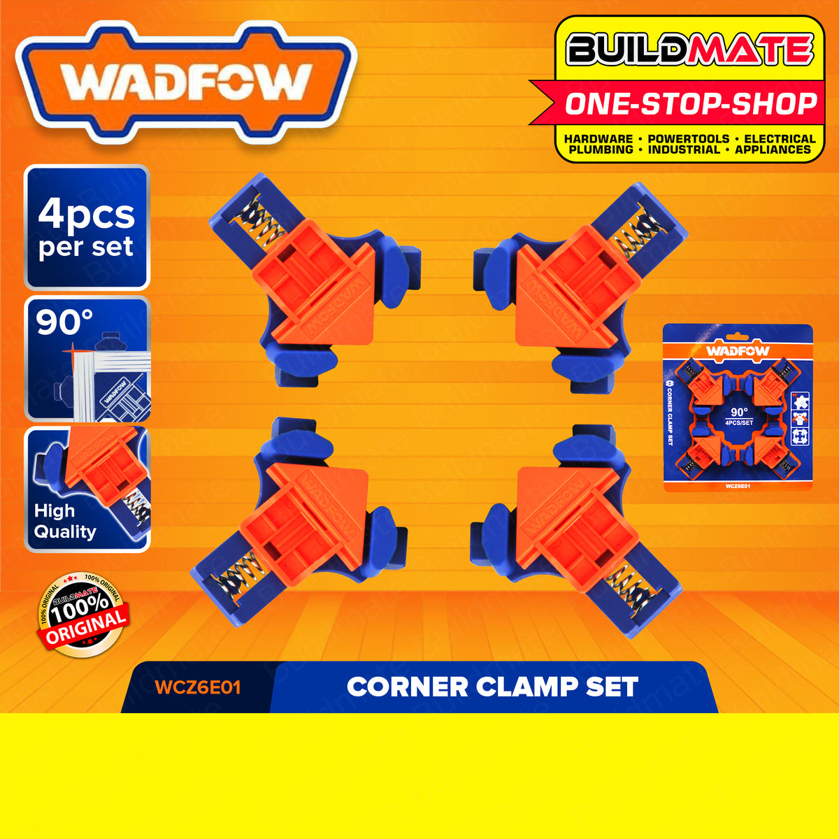 WADFOW 4PCS Corner Clamp Set Right Angle Clamp Jaws Aluminum Alloy Woo ...