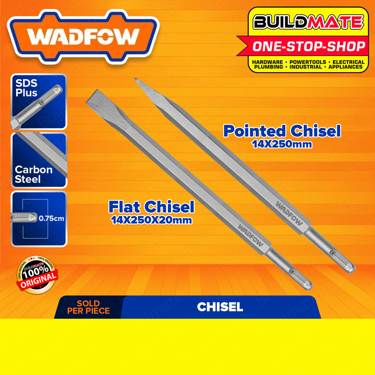 WADFOW SDS Plus Pointed Chisel | Flat Chisel 14X250MM | 14X250X20MM [S ...