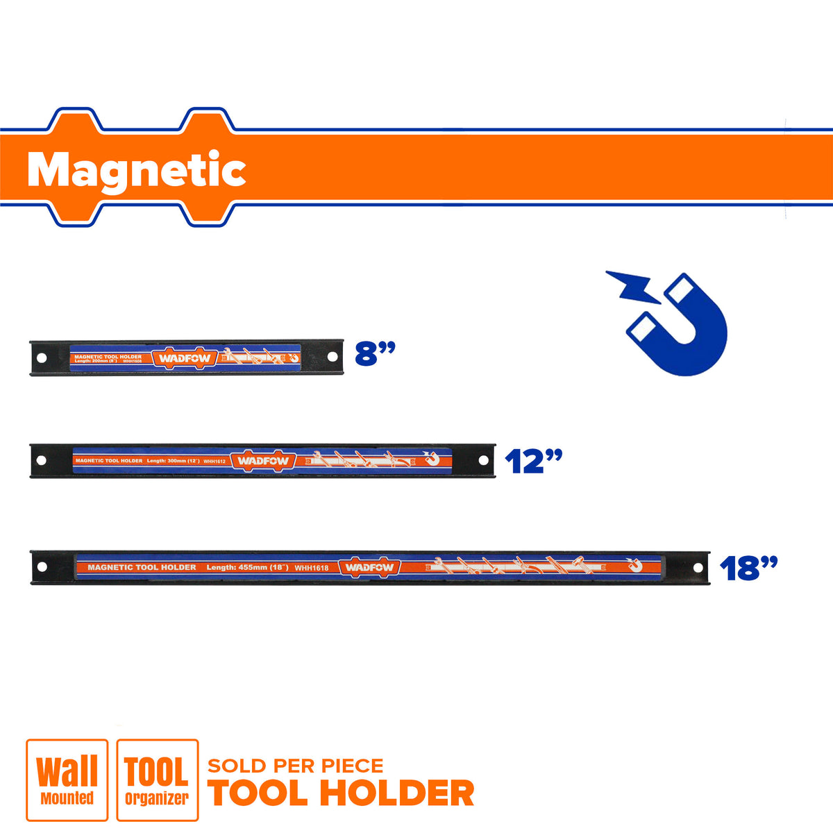 WADFOW Magnetic Tool Holder Set 8"-18" Shelf Knife Storage Strip for H ...