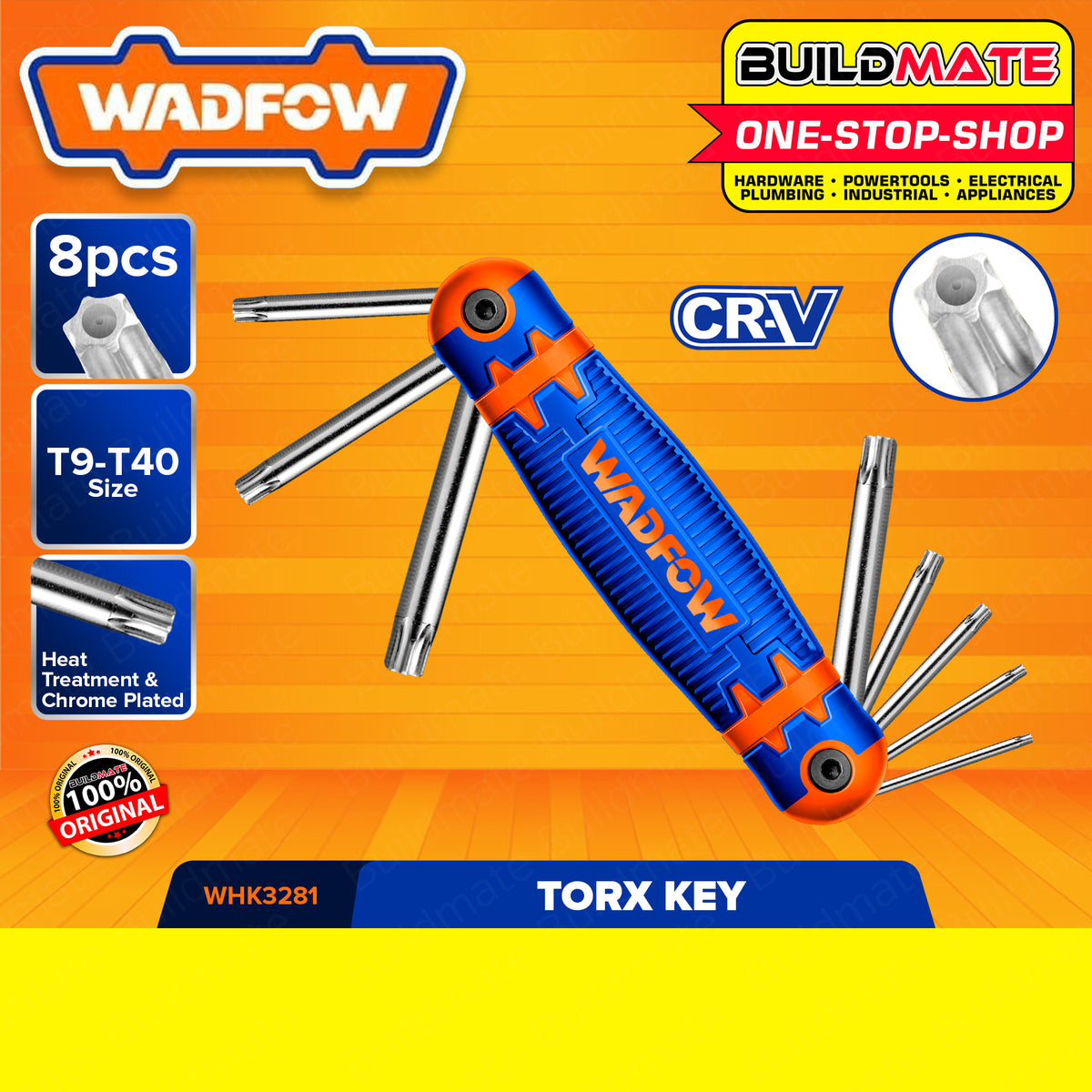 BUILDMATE Wadfow 8PCS/SET Pocket Torx Key T9-T40 Allen Wrench Set Metr ...