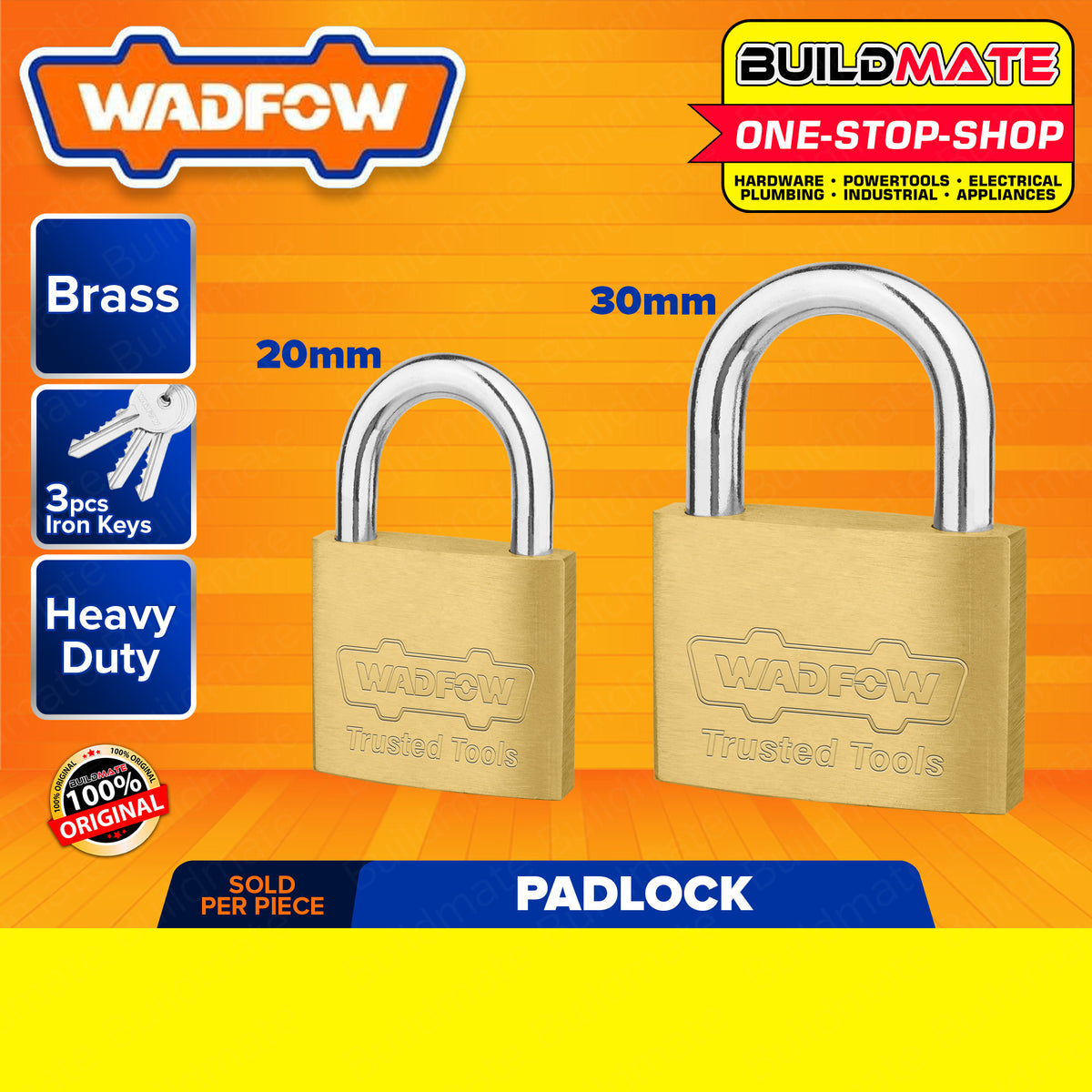 BUILDMATE Wadfow Brass Padlock 20MM - 50MM Short Shackle Security Lock ...