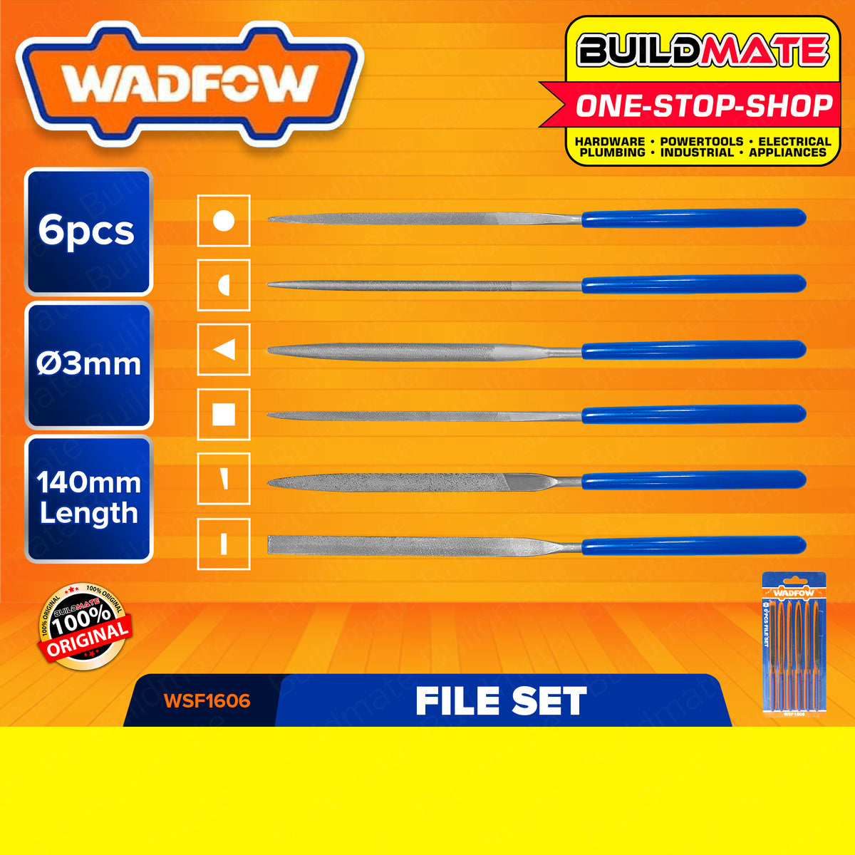 BUILDMATE Wadfow 6PCS File Set 140MM Needle File Set Diamond File Mini ...