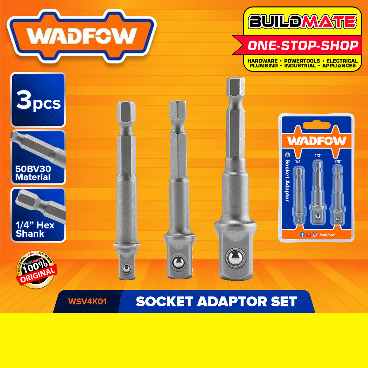 WADFOW 3PCS/SET Socket Adaptor Impact Grade Nut Driver Socket Socket A ...