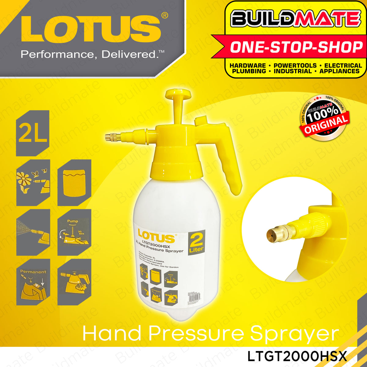LOTUS 2L Hand Spray Sprayer Manual LTGT2000HSX •BUILDMATE• LHT LUTOS ...