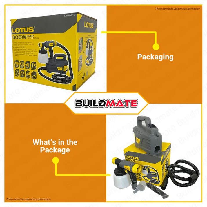 LOTUS HVLP Paint Station Electric Spray Gun 600W LTPT600PSX Total Powe ...