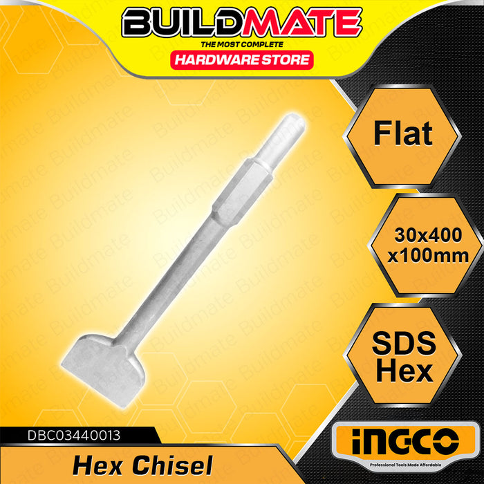 BUILDMATE Ingco Hex Chisel 30x400mm Flat / Pointed Hex Breaker Concret ...