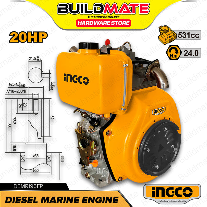 BUILDMATE Ingco 16HP - 20HP Single-Cylinder 4-Stroke Diesel Marine Eng ...