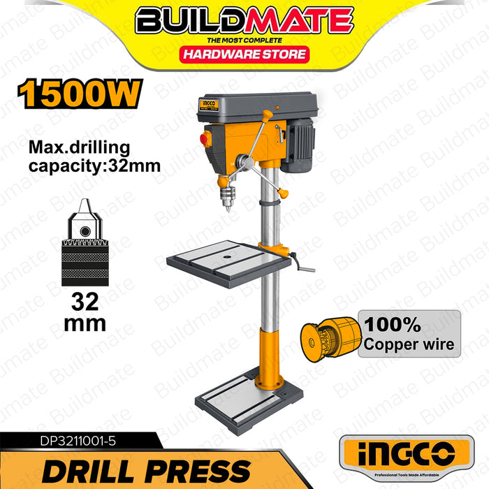 BUILDMATE Ingco 2HP HD 1500W Drill Press 32mm Stand Table Drilling Mac — Buildmate