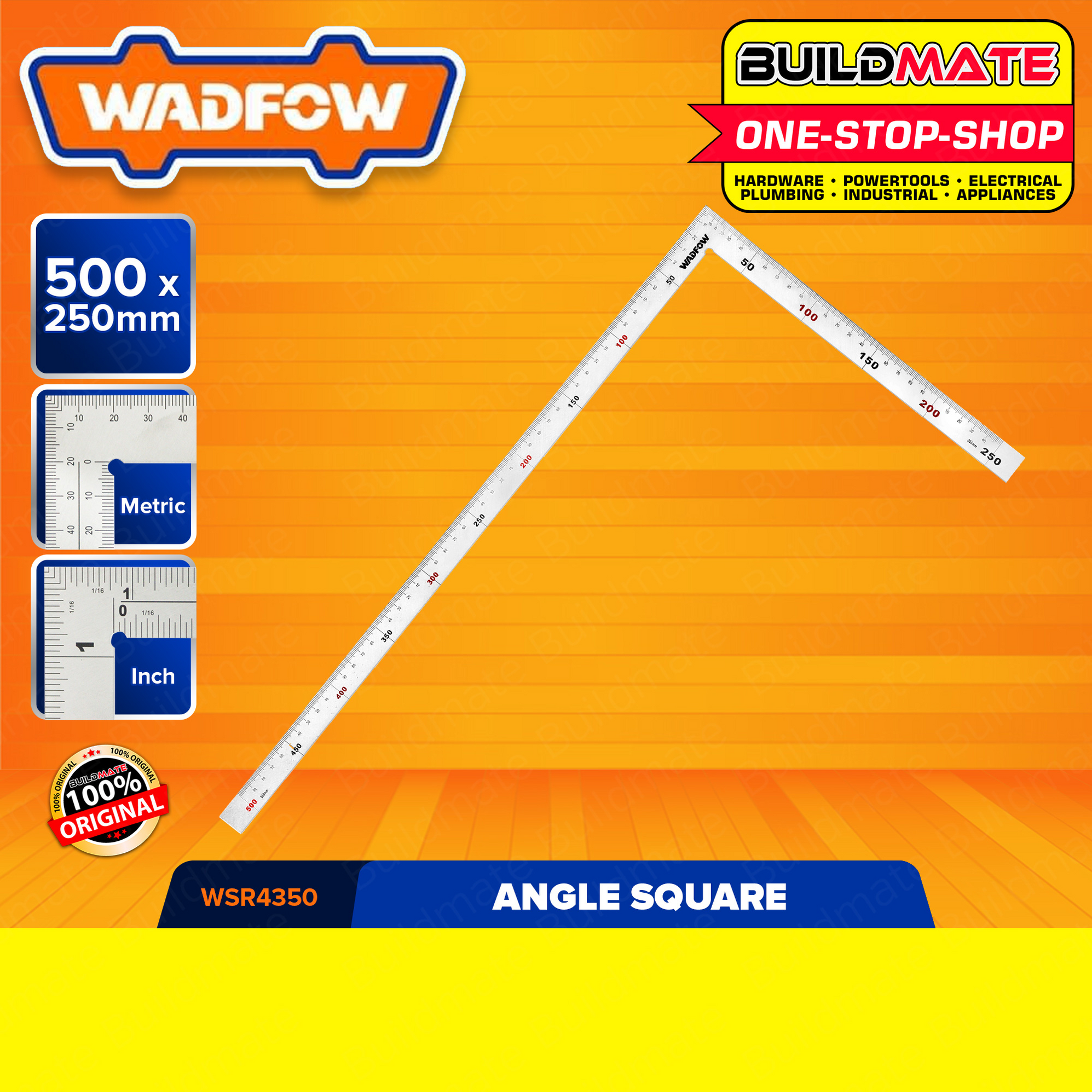 WADFOW Angle Square 500mmx250mm 20"x10" Inch L-Square L-Ruler Angle Ru ...
