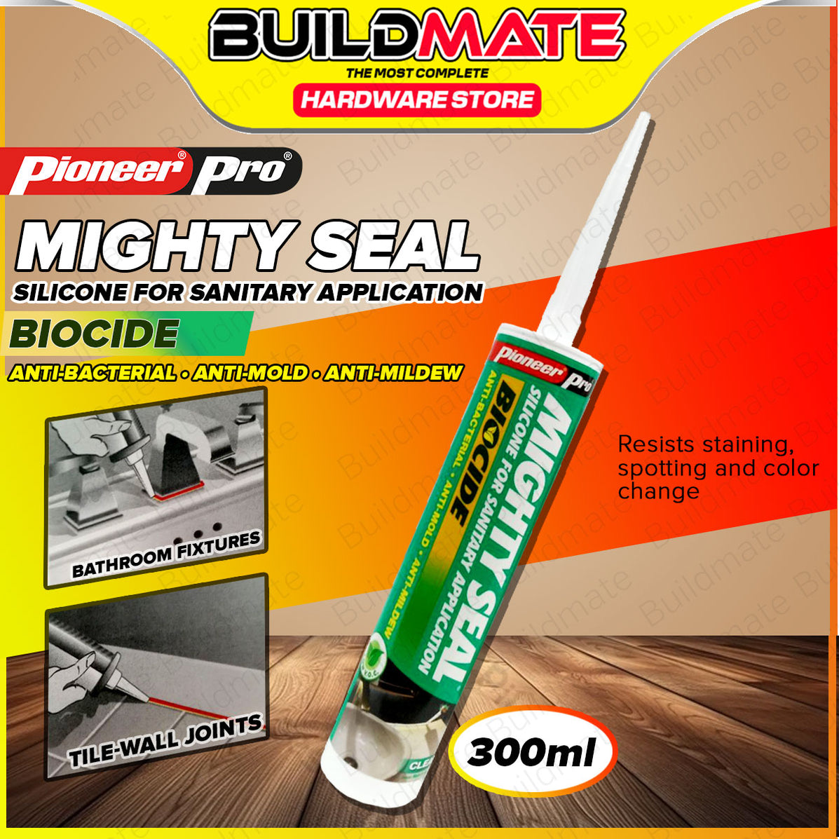 BUILDMATE Pioneer Pro Mighty Seal Silicone Sealant All -Purpose Acetic ...