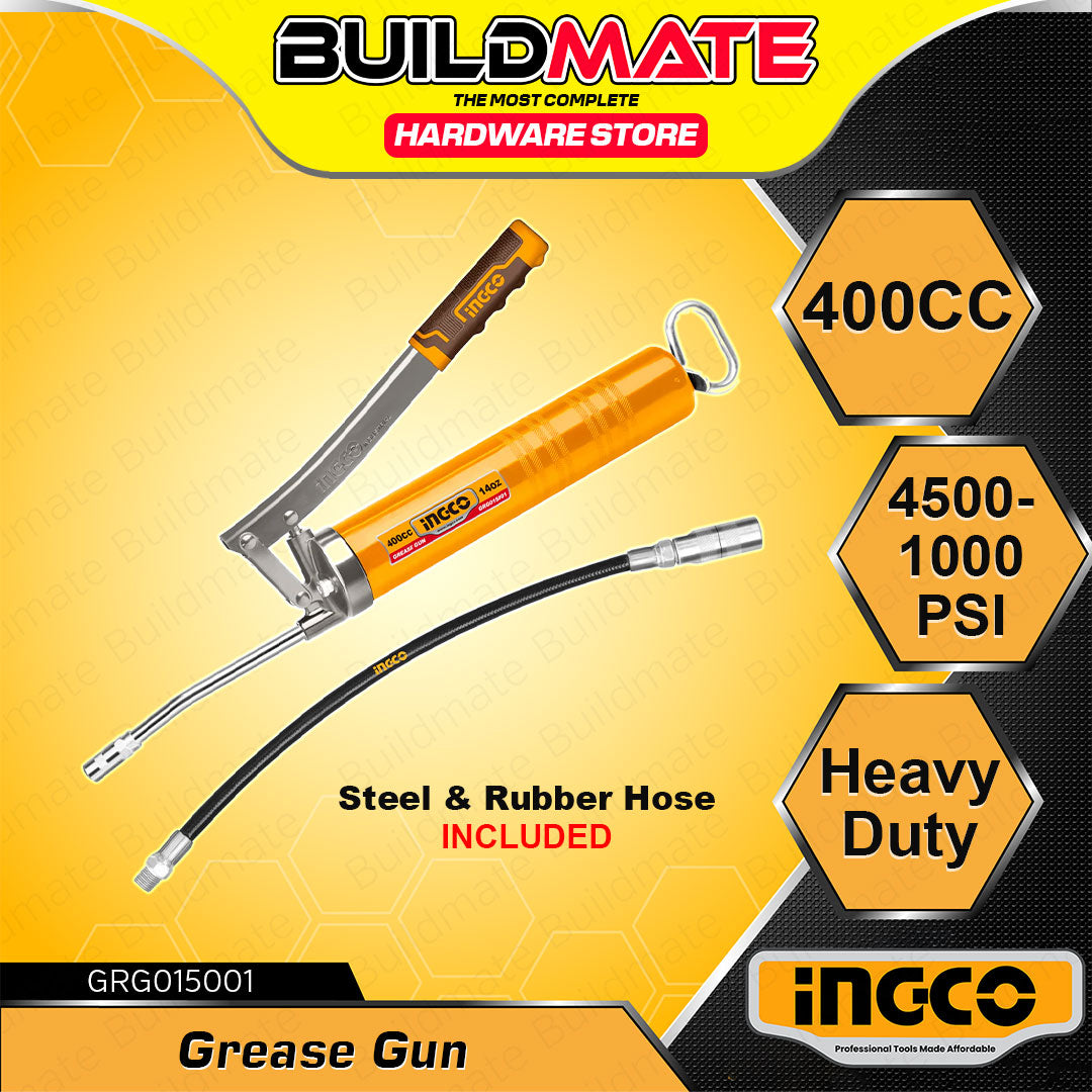 BUILDMATE Ingco Steel Tube Grease Gun 400CC Aluminum Cast Metallic Ben ...