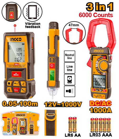 INGCO Laser Distance Detector Combo Kit Set for Measuring and Layout T ...