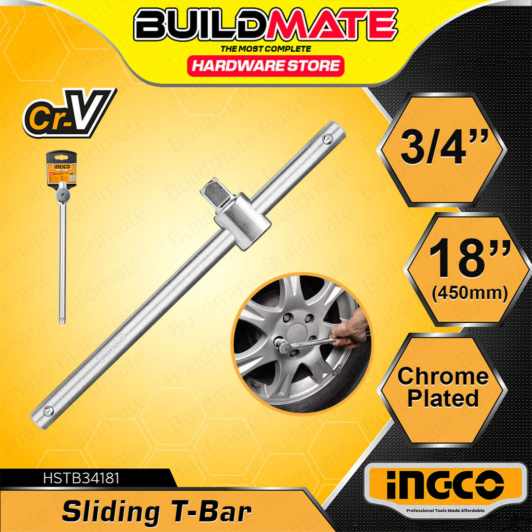 BUILDMATE Ingco 3/4" Sliding T-Bar 450mm T-Handle Drive Spanner Socket ...