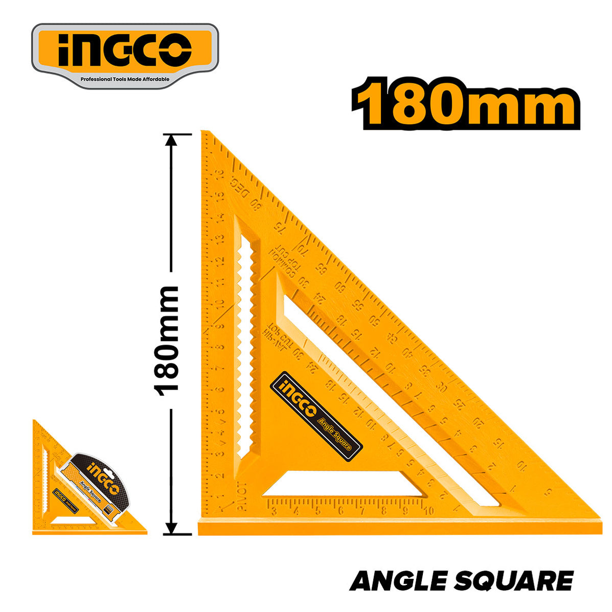 BUILDMATE Ingco Angle Square 7" Inch Triangular Ruler Speed Square Ang ...