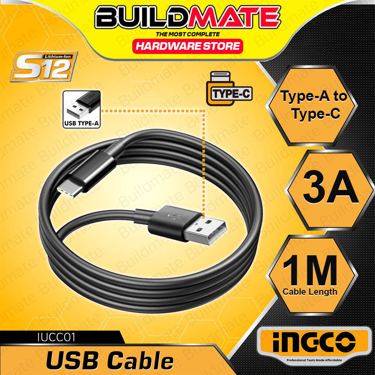 BUILDMATE Ingco USB Cable Type-A To Type-C / Type-C to Type-C 1Meter W ...