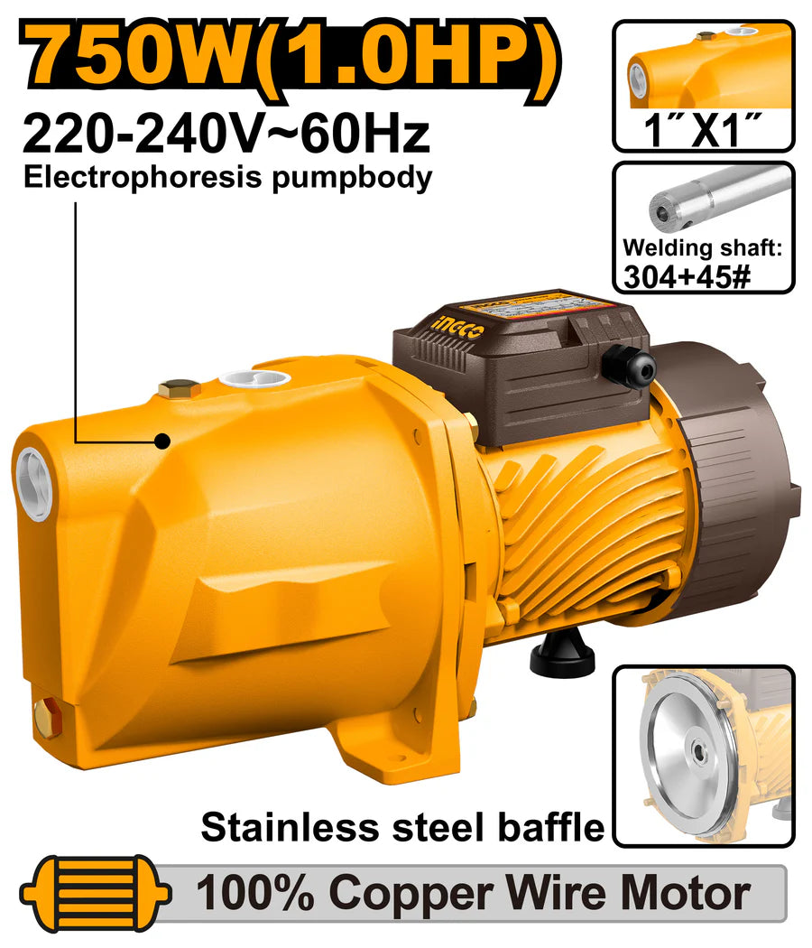 BUILDMATE Ingco Jet Pump Set 750w (1.0hp) JP075068-5 - IPT — Buildmate