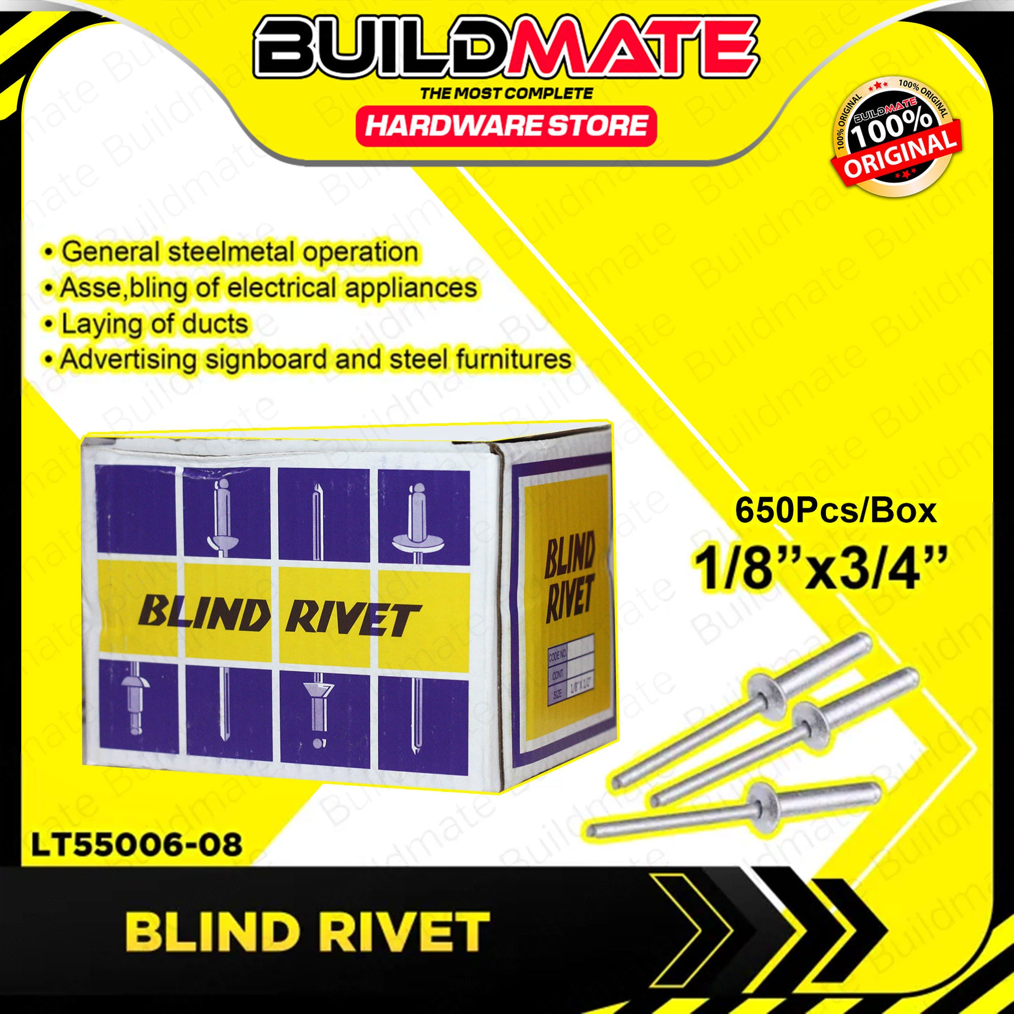 POLONET Aluminum Blind Rivets 1/8"x1/2" | 1/8"x/3/4" | 5/32"x1/2" 650P ...