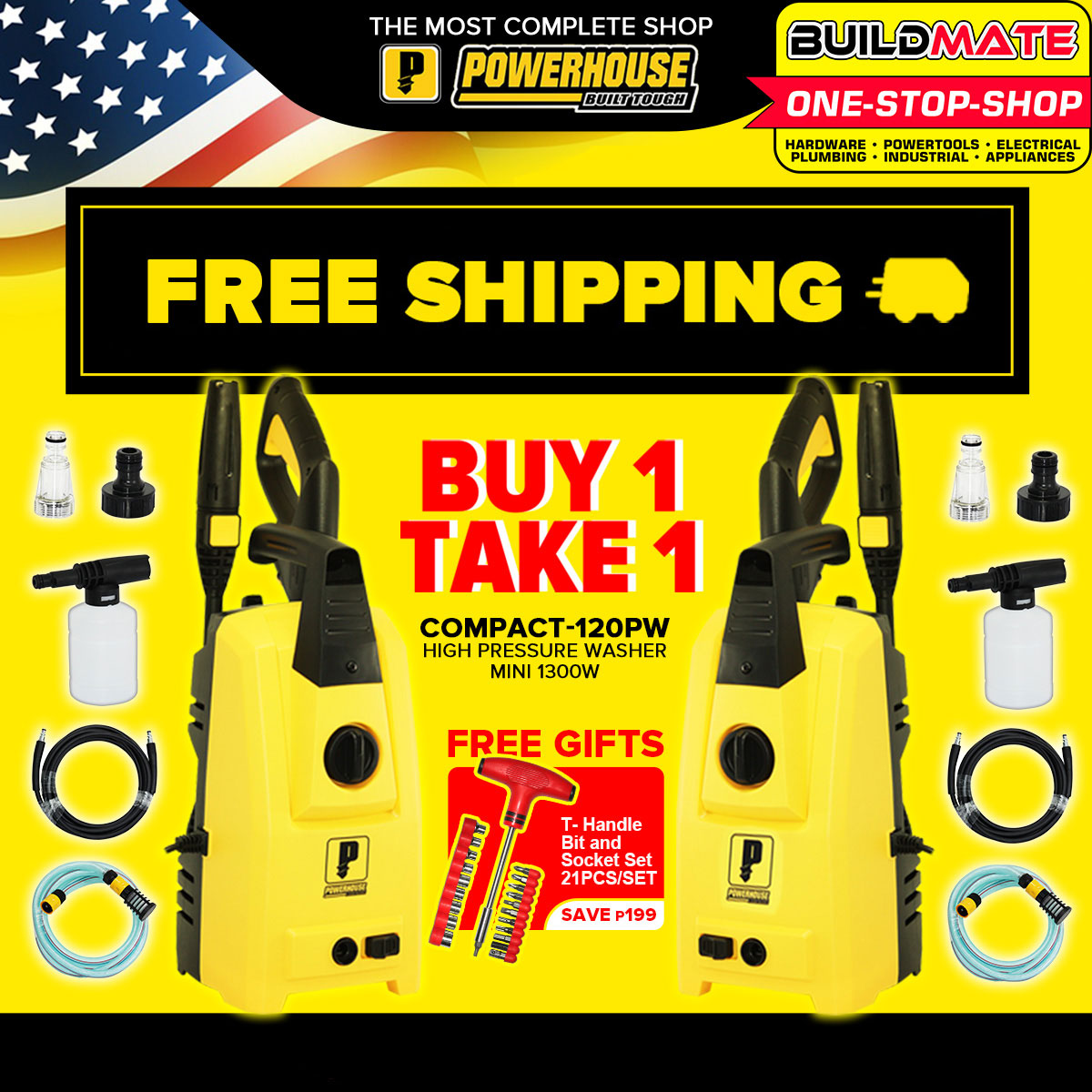 [BUY 1 TAKE 1] POWERHOUSE High Power Pressure Washer Mini 1300W 120-Ba ...