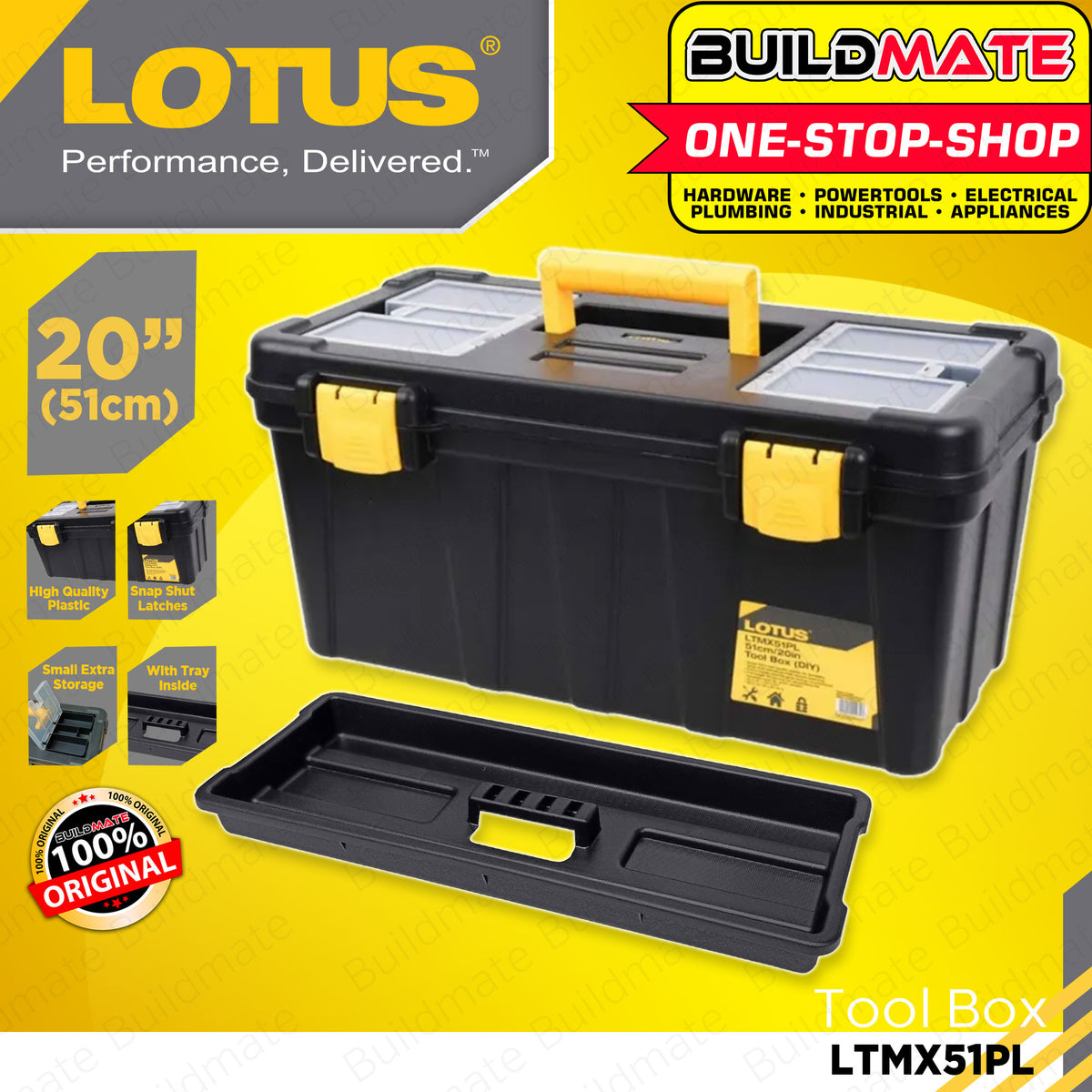LOTUS 13"-20" Inches Tool Box (DIY) Organizer with Lock and Inner Tray ...
