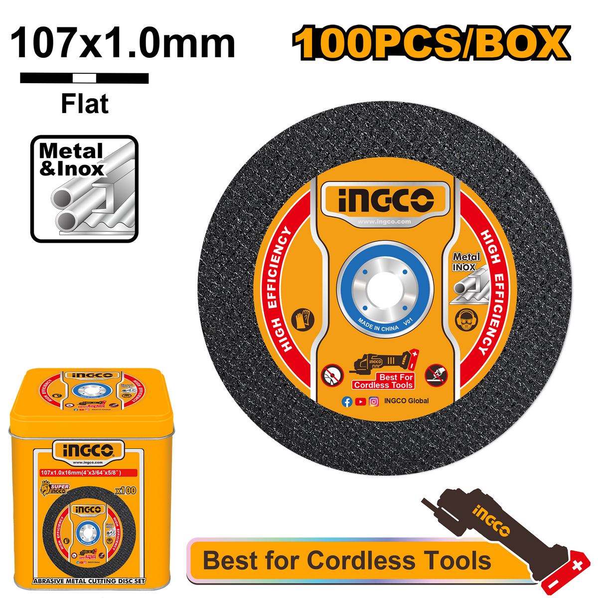 BUILDMATE Ingco Abrasive Metal Cutting Disc Set MCD10107100 - IHT ...