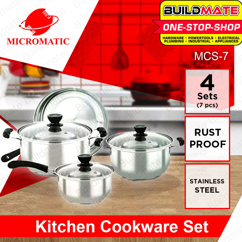 MICROMATIC Stainless Steel Cookware Pot Set 7 PCS/SET MCS-7 •BUILDMATE ...