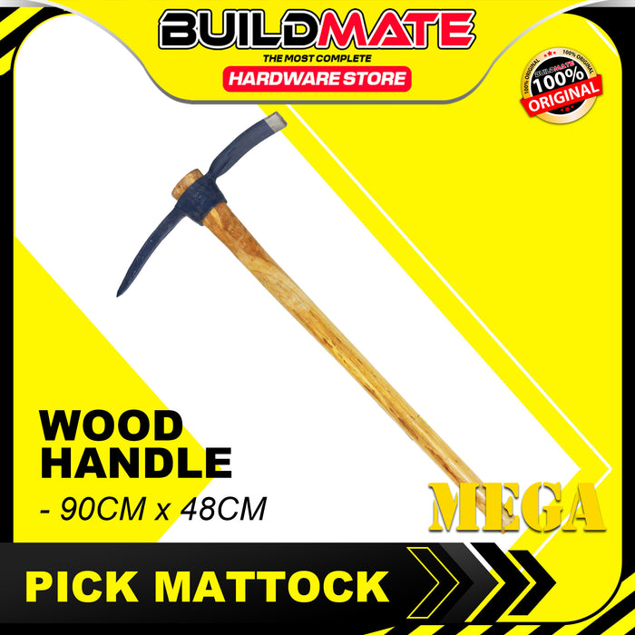 BUILDMATE Mega 5lbs Pick Mattock with Wooden Handle Heavy Duty Garden ...
