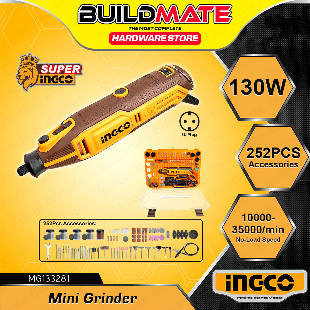 BUILDMATE Ingco Mini Die Grinder 130W with 252pcs Accessories Kit Elec ...