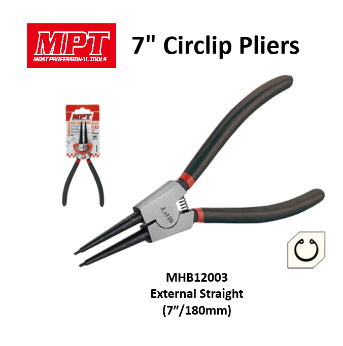 MPT 7" External Straight Circlip Pliers MHB12003 HT •MOST PROFESSIONAL ...