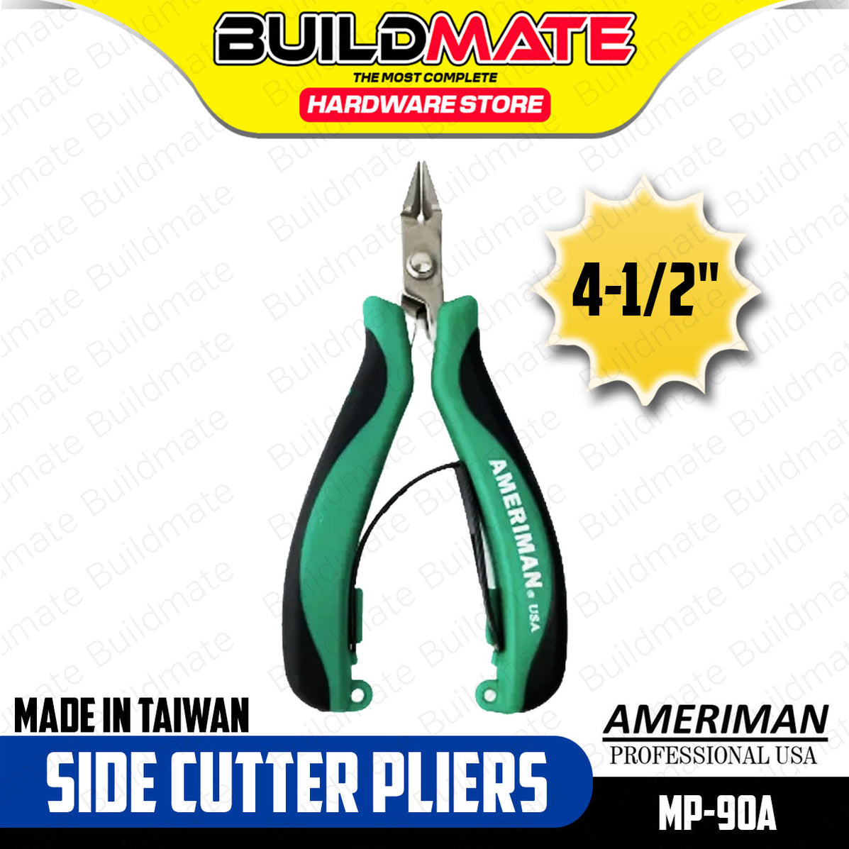BUILDMATE Ameriman Mini Side Cutter Pliers Made in Taiwan 4-1/2" inche ...
