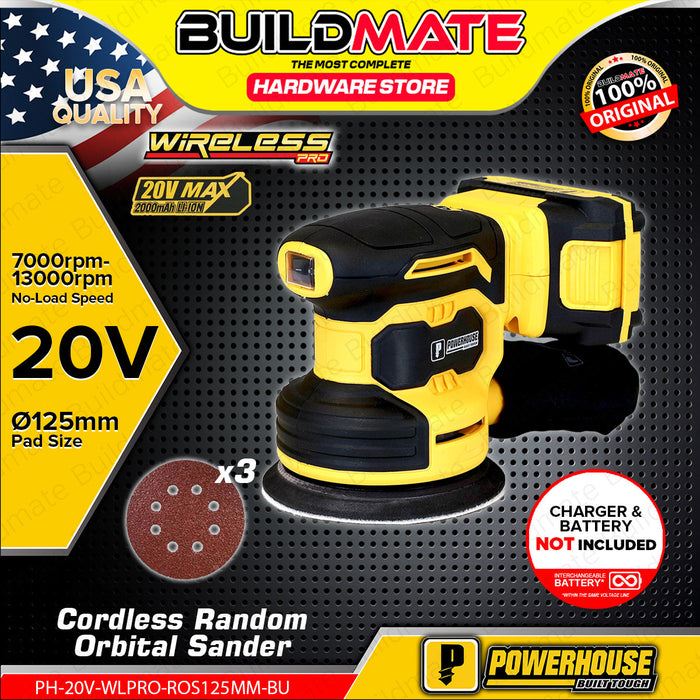 BUILDMATE Powerhouse 20V Cordless Random Orbital Sander 125mm with Dus — Buildmate