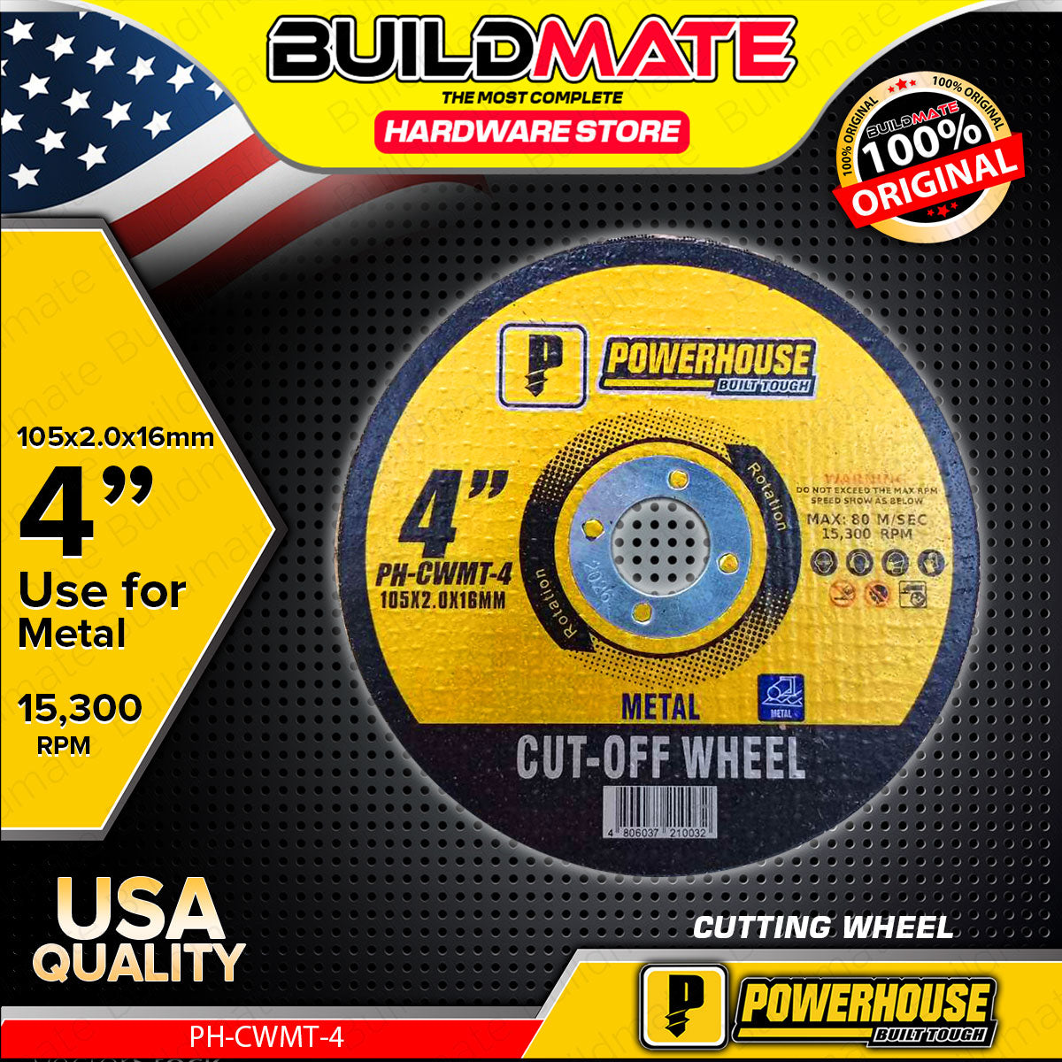 BUILDMATE Powerhouse Cut-Off Wheel 4" Inch Cutting Wheel Disc Blade Fo ...