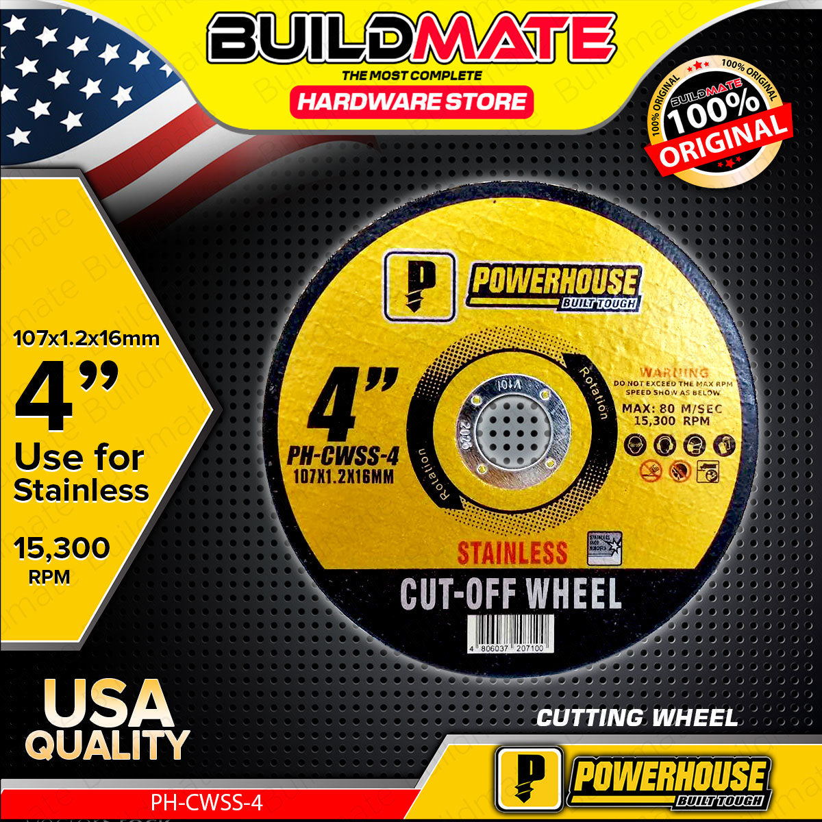 BUILDMATE Powerhouse Cut-Off Wheel 4" Inch Cutting Wheel Disc Blade Fo ...